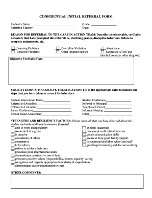 Fillable Online forestcityschool CONFIDENTIAL INITIAL REFERRAL FORM Fax ...