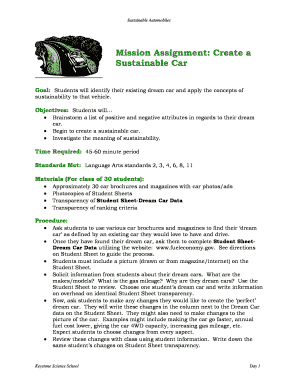 Fillable Online Mission Assignment Create a Sustainable Car Fax Email ...