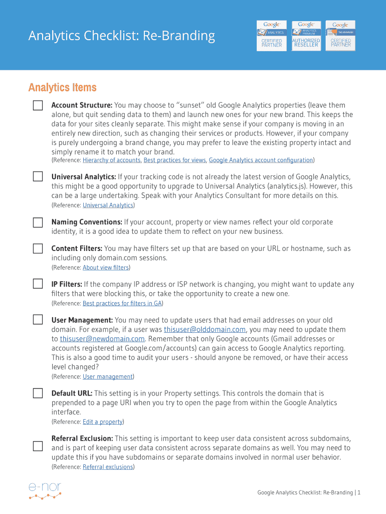 Fillable Online TM Analytics Checklist Re-Branding - e-norcom Fax Email ...