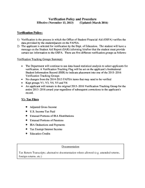Fillable Online Verification Policy and Procedure Fax Email Print ...
