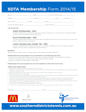 Fillable Online SDTA Membership Form 201415 Fax Email Print - pdfFiller