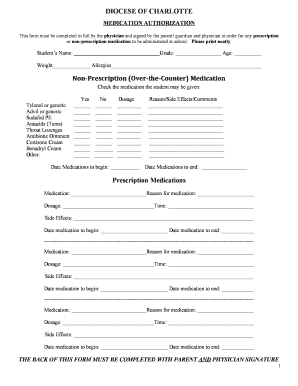 Fillable Online salisburycatholic Non-Prescription Over-the-Counter Medication ...