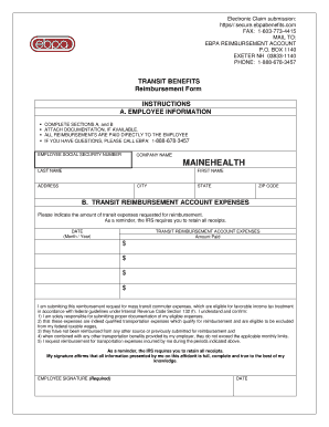 Fillable Online TRANSIT BENEFITS Reimbursement Form INSTRUCTIONS A Fax ...