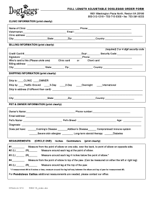 Fillable Online FULL LENGTH ADJUSTABLE DOGLEGGS ORDER FORM Fax Email ...