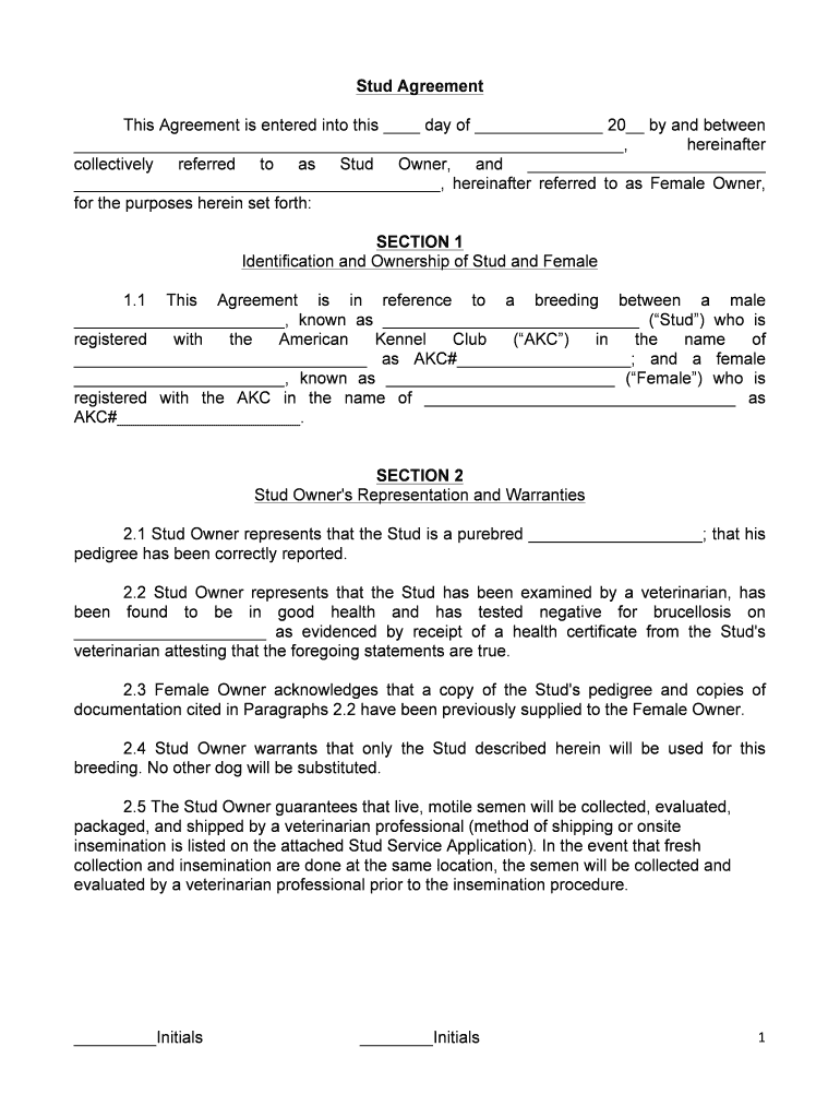 Fillable Online Stud agreement POL - bbentleyselitebulldogsbbcomb Fax ...