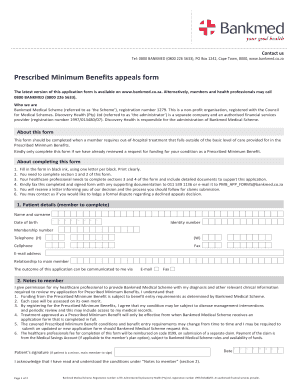 Fillable Online bankmed co Prescribed Minimum Benefits appeals form ...