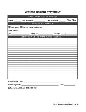 Fillable Online WITNESS INCIDENT STATEMENT - gciconnectnet Fax Email ...