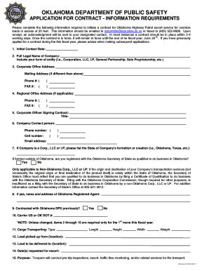 Fillable Online OKLAHOMA DEPARTMENT OF PUBLIC SAFETY APPLICATION FOR ...