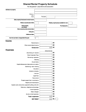 Fillable Online Shared Rental Property Schedule - Beyond Accountancy ...