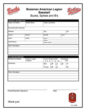 Fillable Online Player Sign Up Formdoc Fax Email Print - pdfFiller