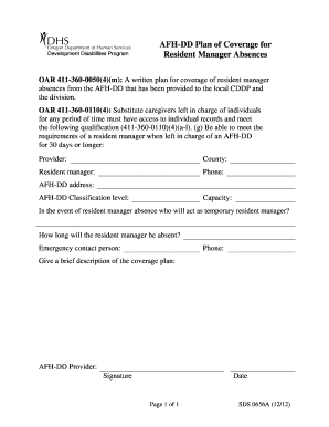 Fillable Online apps state or AFH-DD Plan of Coverage for Resident ...