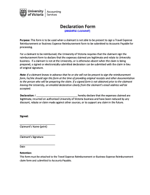 Fillable Online uvic Declaration bformb - absentee bclaimantb ...