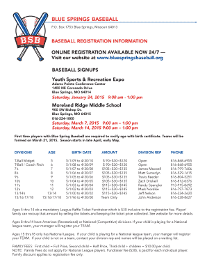 Fillable Online bssd schoolwires blue springs baseball - bssd schoolwires Fax Email Print ...