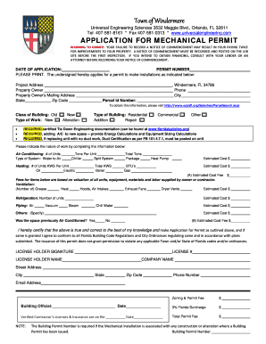 Fillable Online TOW Mechanical Permit Application Fax Email Print ...