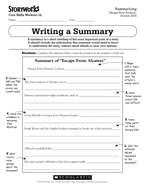 Fillable Online A summary is a short retelling of the most important ...