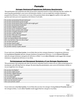 Fillable Online Female Questionnaire - Taylor Family Practice Fax Email ...