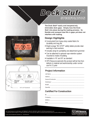 Fillable Online Dock Stufr Spec - curlincom Fax Email Print - pdfFiller