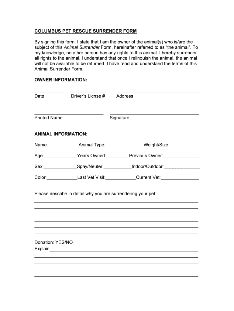 Fillable Online OWNER INFORMATION ANIMAL INFORMATION Fax Email Print ...