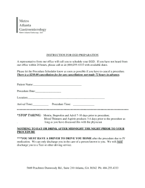 Fillable Online EGD preparation - Metro Atlanta Gastroenterology Fax ...