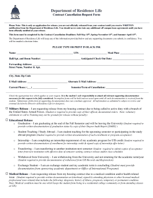 Fillable Online uis Contract Cancellation Request bFormb - University ...