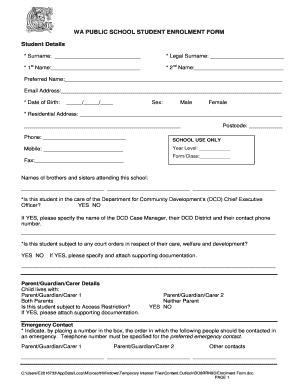 School Student Details Form | pdfFiller