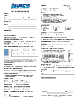 Fillable Online NEW SYSTEM QUOTE FORM - Coverstar Central Fax Email ...