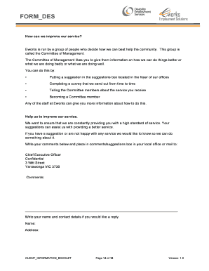 Fillable Online eworks org Client Information Booklet - Eworks Fax ...