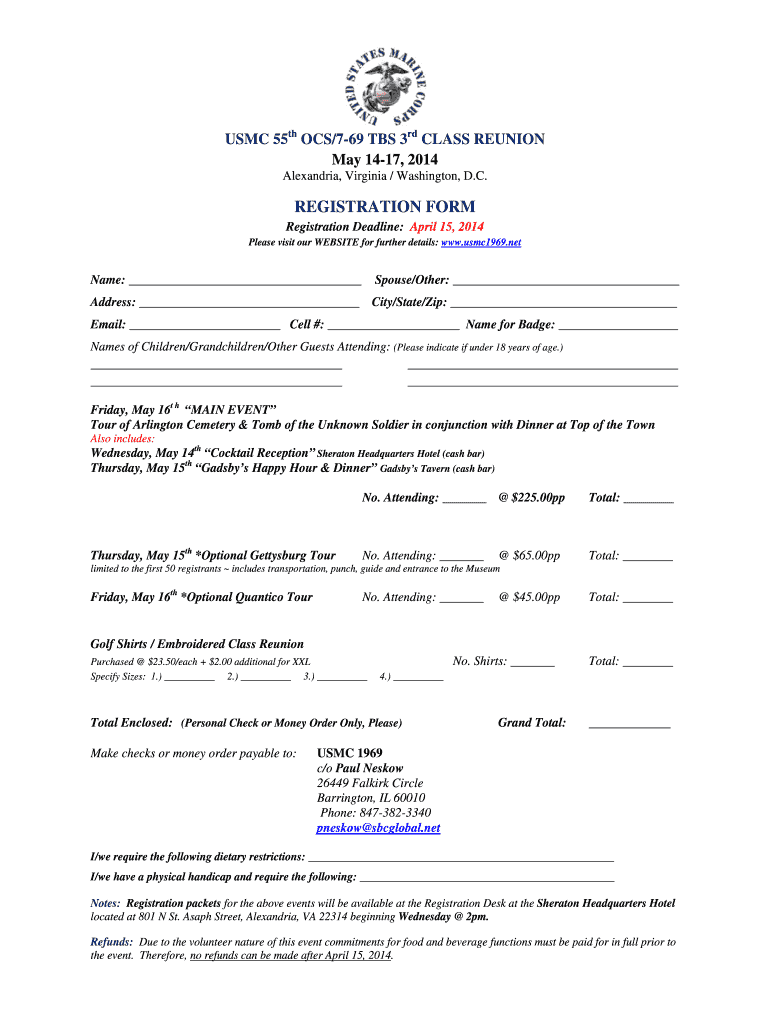 Fillable Online usmc1969 REGISTRATION FORM - USMC 1969 Fax Email Print ...