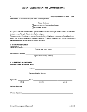 Fillable Online Agent Assignment of Commissions reviseddocx Fax Email ...