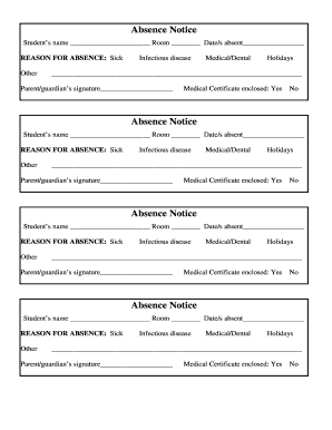 Fillable Online saeps vic edu Absence Notice Absence Notice Absence ...