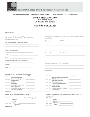 Fillable Online washingtonsq Medical Checklist.doc - washingtonsq Fax ...