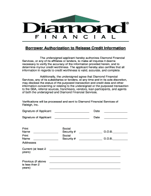 Fillable Online Borrower Authorization to Release Credit Information ...