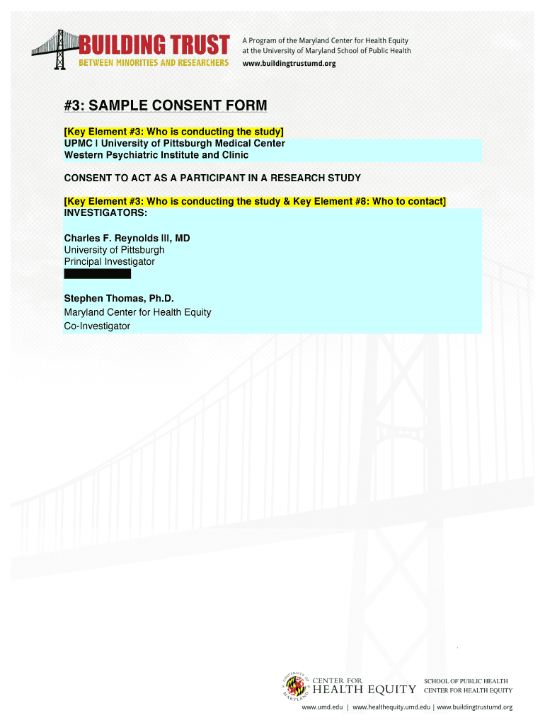 Fillable Online 3 SAMPLE CONSENT FORM - buildingtrustumdorg Fax Email ...