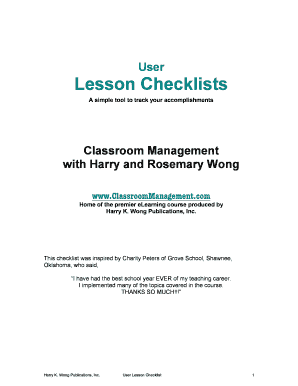 Fillable Online Lesson Checklists Fax Email Print - pdfFiller