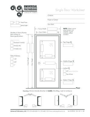 Fillable Online Single Door Worksheet - bunipulllcbbcomb Fax Email ...