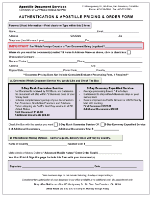 Fillable Online Pricing amp Order bFormb - Apostille Document Services ...