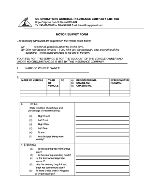 Fillable Online Motor survey form - Co-operators General Insurance Fax ...