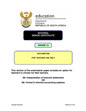 Fillable Online exampapers co NATIONAL SENIOR CERTIFICATE GRADE 10 ...