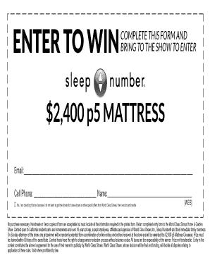 Fillable Online ENTER TO WIN COMPLETE THIS FORM AND BRING TO THE SHOW ...