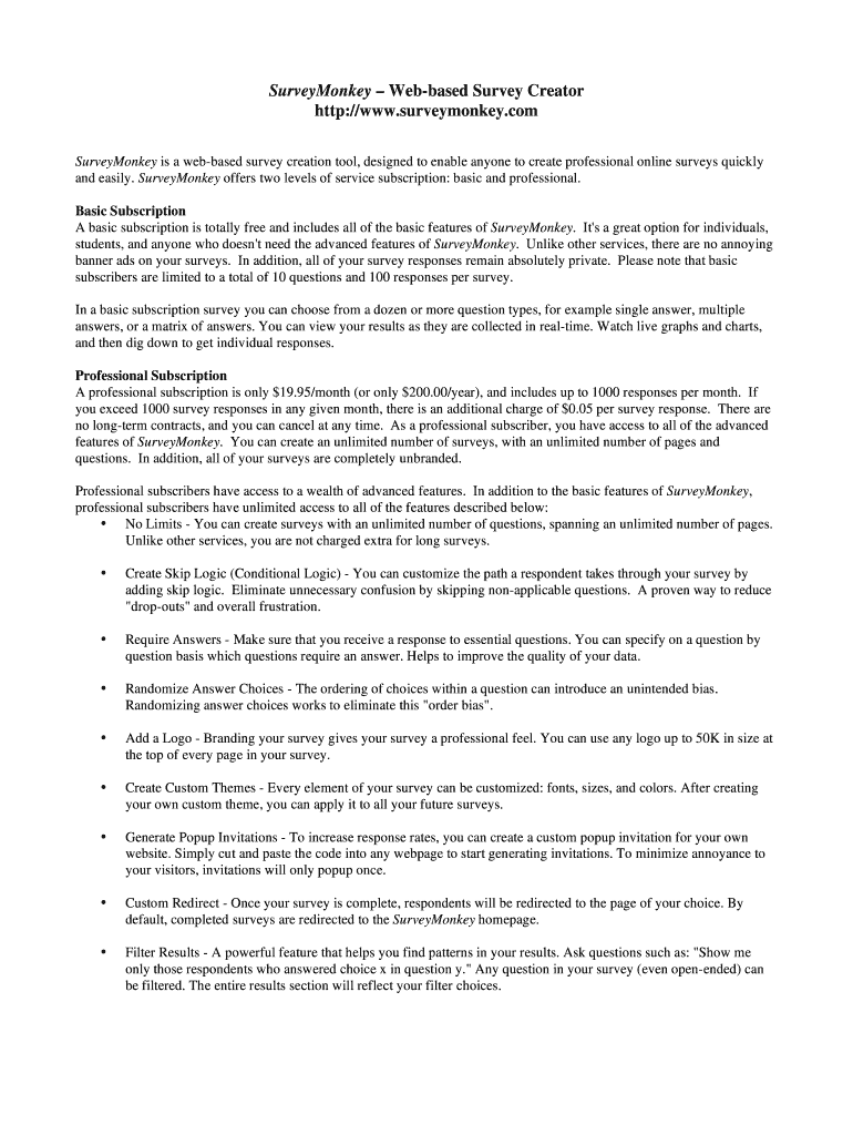 Fillable Online SurveyMonkey Web-based Survey Creator Fax Email Print ...