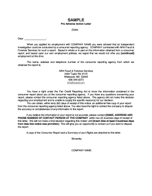 Fillable Online Pre Adverse Action Letter Fax Email Print - pdfFiller
