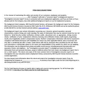Fillable Online FCRA DISCLOSURE FORM Fax Email Print - pdfFiller