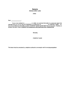 Fillable Online Adverse Action Letter - ARA Fraud amp Forensics Fax ...