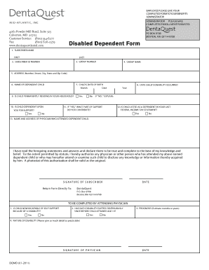 Fillable Online DQMA Disabled Dependent Form 1-11 - DentaQuest Fax ...