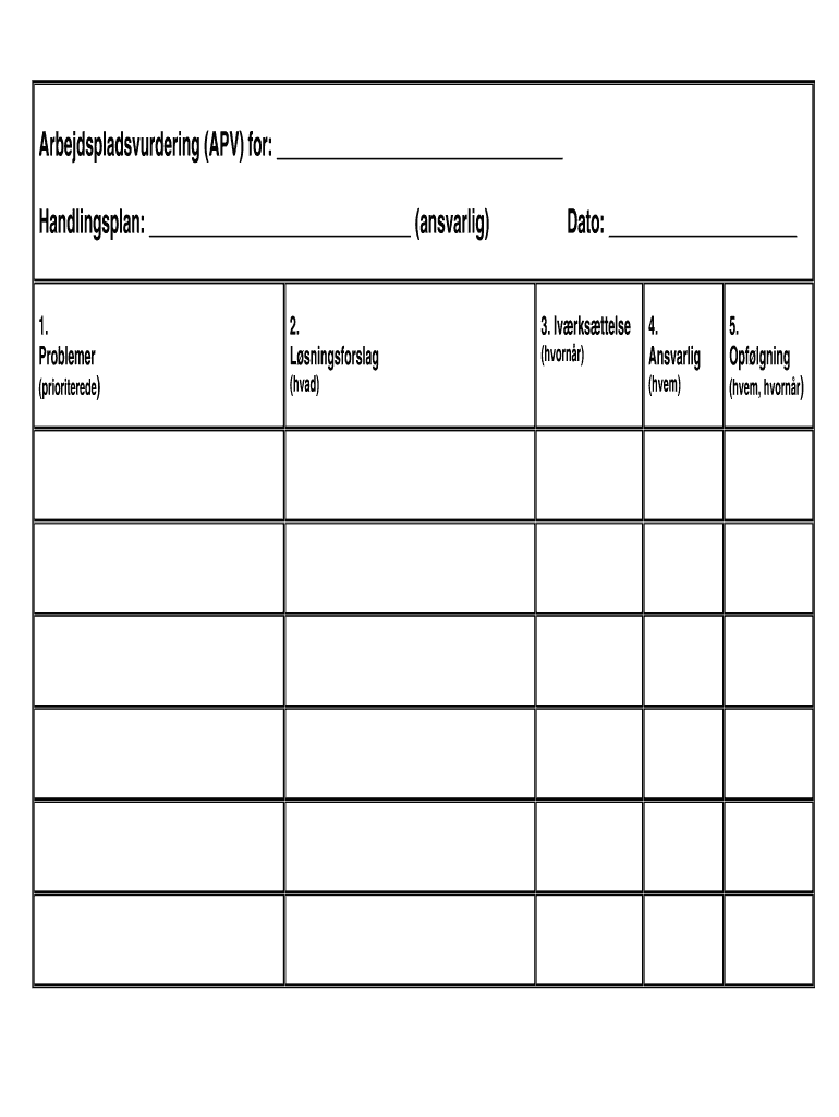 Fillable Online fora Handlingsplan for arbejdsmilj i Fax Email Print ...