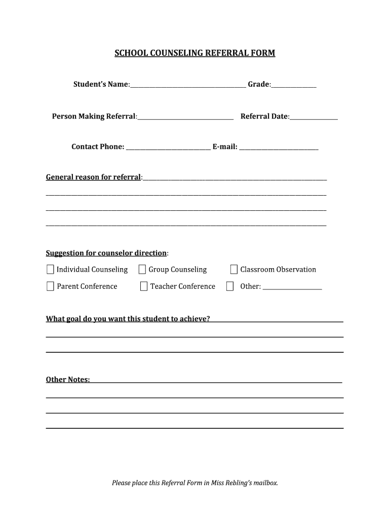 Fillable Online www2 mcsdk12 School counseling referral form - www2 Fax ...