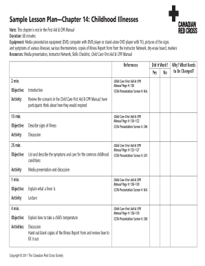 Fillable Online Sample Lesson PlanChapter 14: Childhood Illnesses Fax ...