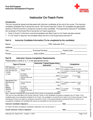 Fillable Online Instructor Co-Teach Form - bbronze4bbcomb Fax Email Print - pdfFiller