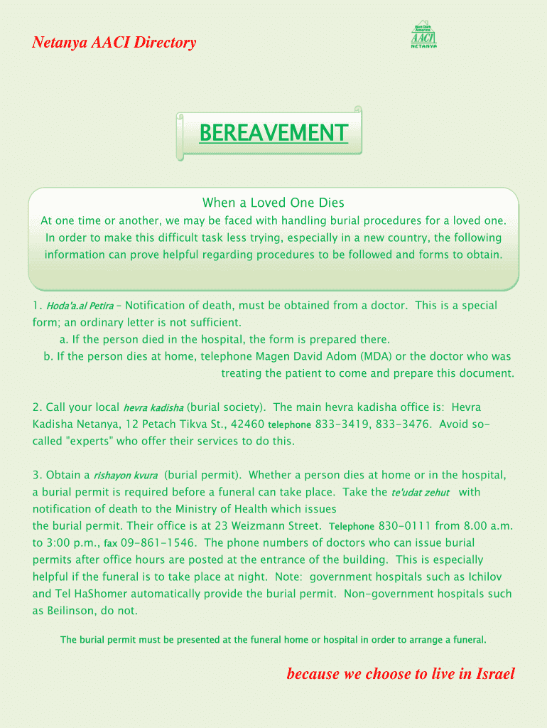 Fillable Online Netanya AACI Directory Fax Email Print - pdfFiller