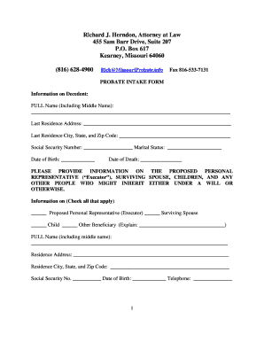 Fillable Online missouriprobate Missouri.probate.intake.form - Missouri ...